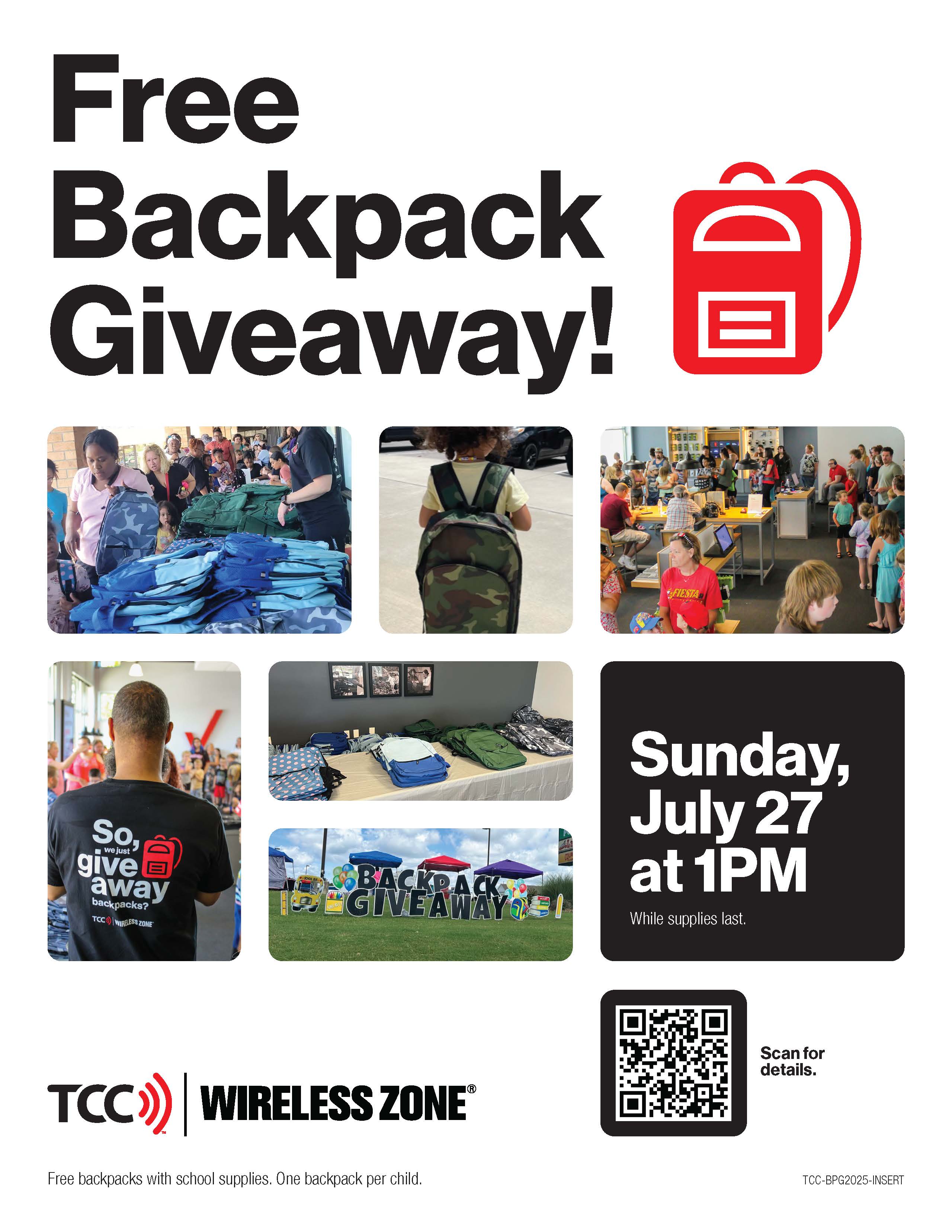 Backpack TCC Window Announcement – TCC Fulfillment